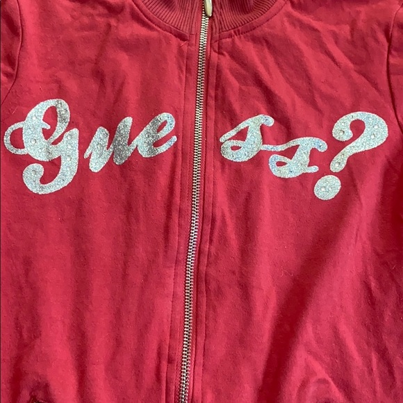 Guess | Jackets & Coats | Guess Red Zip Up With Glitter Logo | Poshmark